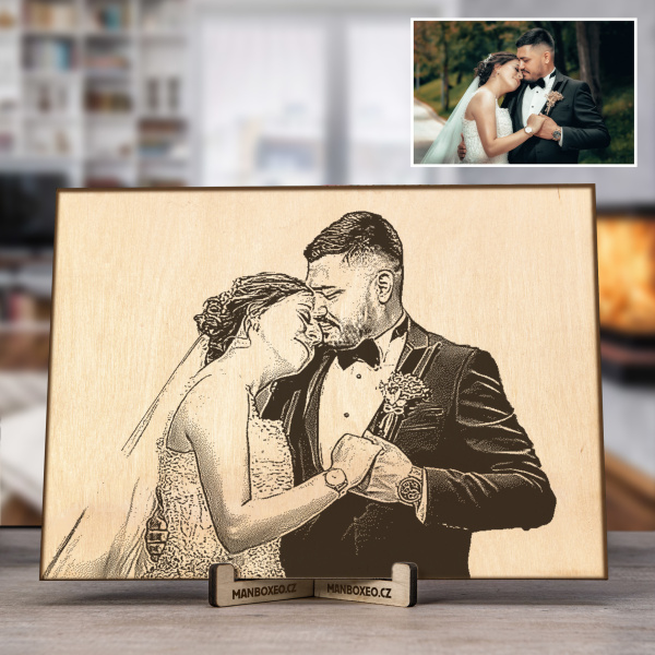Fotka na dřevo - Svatba A5 (160 x 220 mm) | Manboxeo.cz